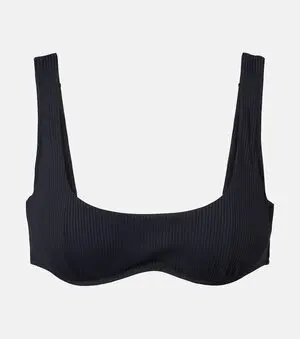 MONTCE Kaia Ribbed-knit Bikini Top - Black