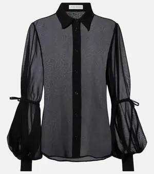 Nina Ricci Sheer Silk Blouse - Black