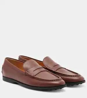 TOD'S Gommino Leather Penny Loafers - Brown