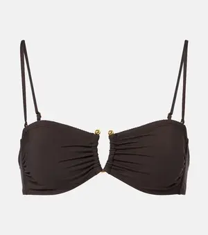 NILI LOTAN Gathered Bikini Top - Brown