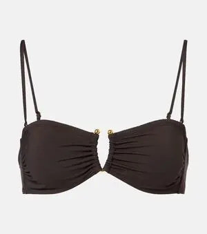 NILI LOTAN Gathered Bikini Top - Brown