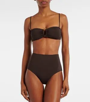 NILI LOTAN Gathered Bikini Top - Brown