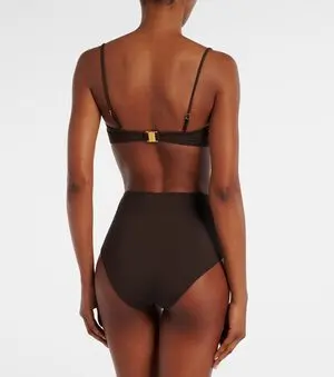 NILI LOTAN Gathered Bikini Top - Brown