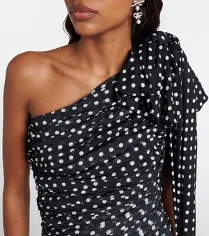 PATOU Polka-dot One-shoulder Mini Dress