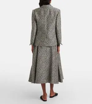 Max Mara Perle Cotton-blend Jacquard Midi Skirt