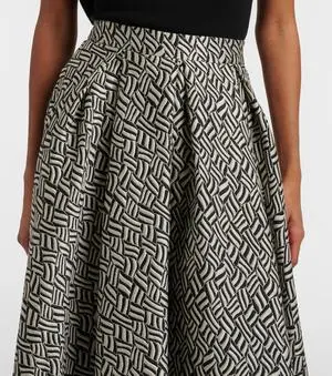 Max Mara Perle Cotton-blend Jacquard Midi Skirt