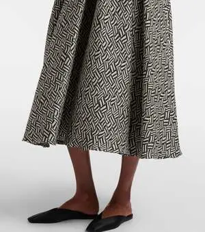 Max Mara Perle Cotton-blend Jacquard Midi Skirt