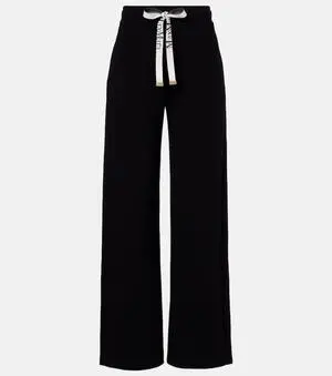 Max Mara Cotton-blend Wide-leg Pants - Black