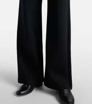 Max Mara Cotton-blend Wide-leg Pants - Black