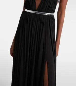 Alaïa Leather-trimmed Draped Gown
