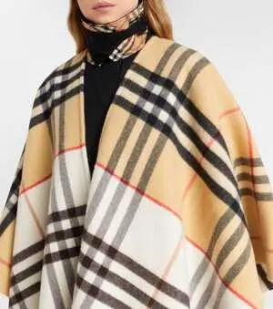 Burberry Check Cashmere And Wool Shawl