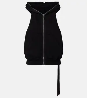 Rick Owens Cotton Jersey Hooded Vest - Black