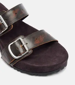 Dries Van Noten Leather And Suede Slides