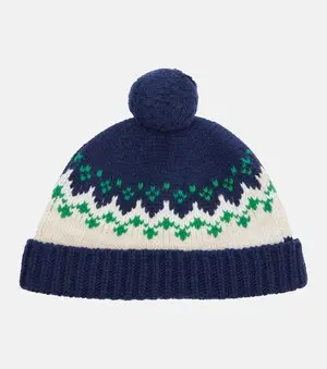 Miu Miu Fair Isle Virgin Wool Beanie - Blue