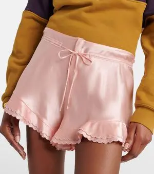 Saint Laurent Scalloped Silk Satin Shorts