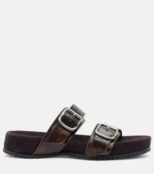 Dries Van Noten Leather And Suede Slides