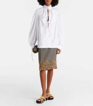 Dries Van Noten Metallic Leather And Suede Slides