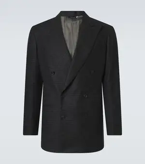 SAMAN AMEL Prince Of Wales Check Wool Flannel Blazer