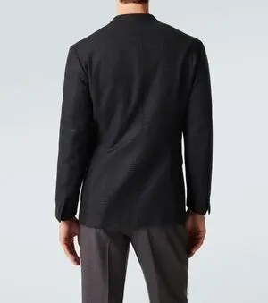 SAMAN AMEL Prince Of Wales Check Wool Flannel Blazer