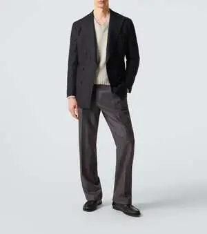 SAMAN AMEL Prince Of Wales Check Wool Flannel Blazer