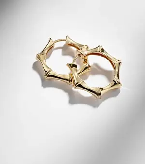 STONE AND STRAND 14kt Yellow Bamboo Hoop Earrings