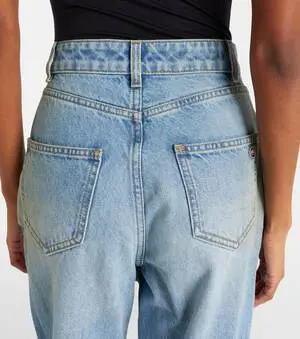 AREA Distressed Embellished Wide-leg Jeans