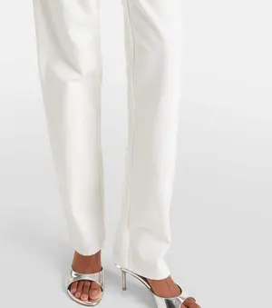 AREA Distressed Embellished Wide-leg Jeans