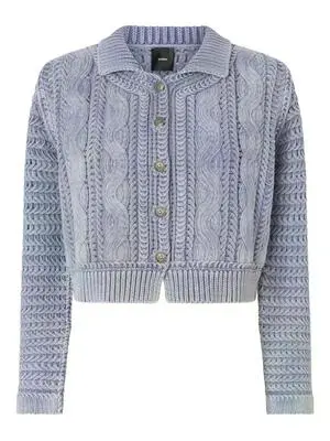 Pinko Cropped Cable-knit Button Cardigan - Blue