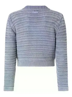 Pinko Cropped Cable-knit Button Cardigan - Blue