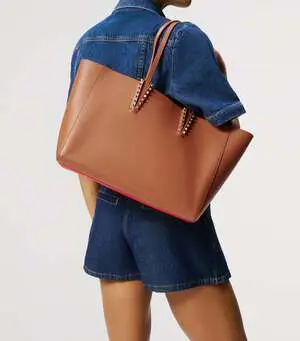 CHRISTIAN LOUBOUTIN Cabata Small Calfskin Tote Bag - Brown