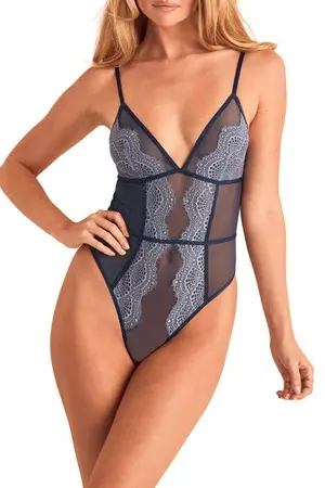 ADORE ME Sheer Lace Bodysuit - Medium Blue