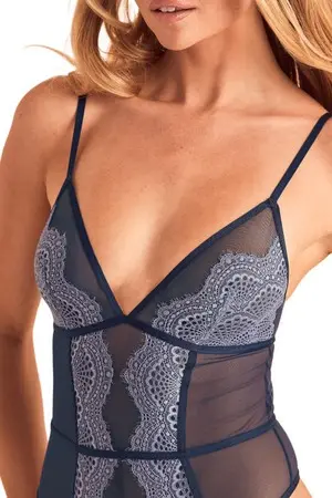 ADORE ME Sheer Lace Bodysuit - Medium Blue