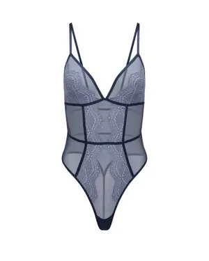 ADORE ME Sheer Lace Bodysuit - Medium Blue
