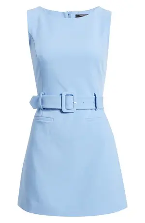 French Connection Azra Belted Sleeveless Twill Minidress