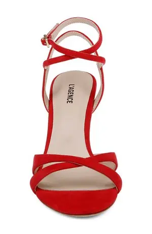 L'Agence Miranda Ankle Strap Sandal - Red Suede