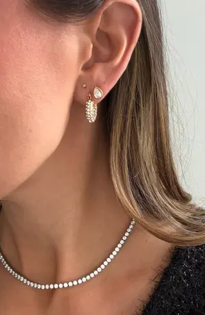 CUFFED BY NANO Noel Pavé Hoop And Teardrop Studs Earring Set