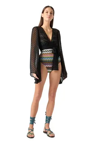 Missoni Lamé Viscose Wrap Top - Black