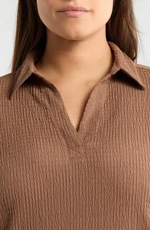 Anne Klein Roll Sleeve Texture Top