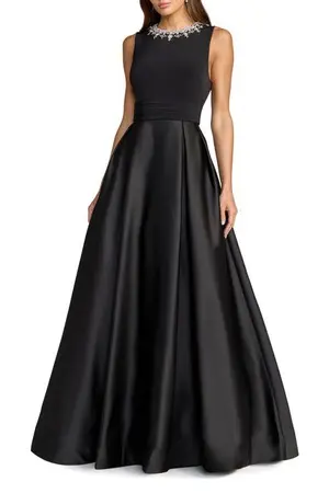 Mac Duggal Embellished High Neck Sleeveless Gown