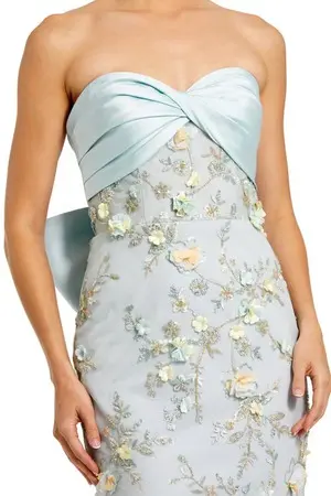 Mac Duggal Strapless Embellished Gown With Bow