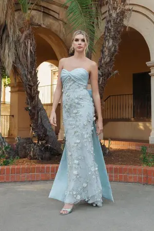 Mac Duggal Strapless Embellished Gown With Bow