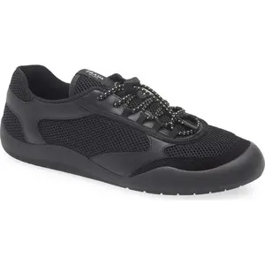 Prada Speedrock Mixed Media Sneaker - Nero