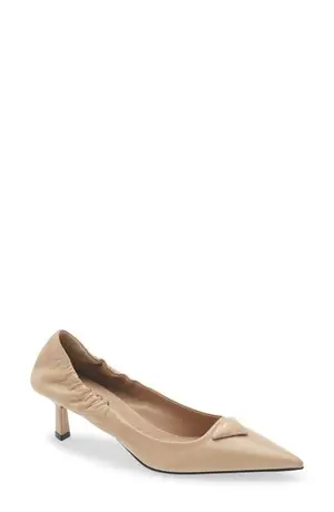 Prada Triangle Logo Pointed Toe Pump - Sabbia