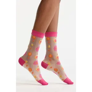 MOTHER Floral Sheer Crew Socks - Garden