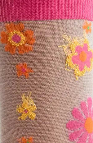 MOTHER Floral Sheer Crew Socks - Garden