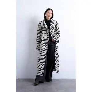 Topshop Printed Stand Collar Trench Coat