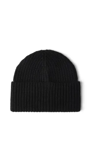 Brunello Cucinelli Cashmere Rib Knit Beanie - Black