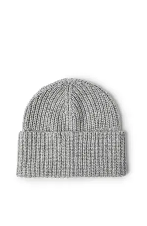 Brunello Cucinelli Cashmere Rib Knit Beanie - Light Grey