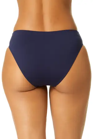 ANNE COLE Solid Mid-rise Bikini Bottom - Navy