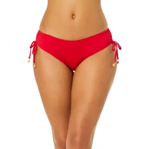 ANNE COLE Solid Side Tie Swim Bottom Ruby Red